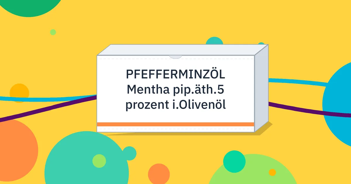 Symbolbild: Packung mit der Aufschrift PFEFFERMINZÖL Mentha pip.äth.5 prozent i.Olivenöl (PZN 02467653) – Verfügbarkeit und Bezug in Apotheken in Frankfurt am Main