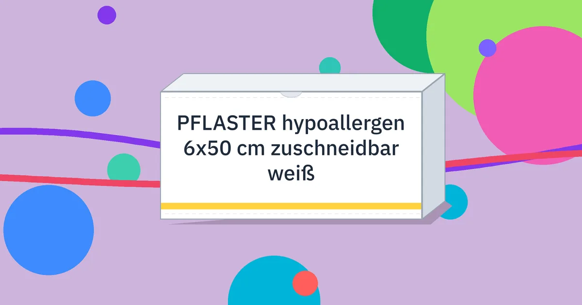 Symbolbild: Packung mit der Aufschrift PFLASTER hypoallergen 6x50 cm zuschneidbar weiß (PZN 19268863) – Verfügbarkeit und Bezug in Apotheken in Frankfurt am Main