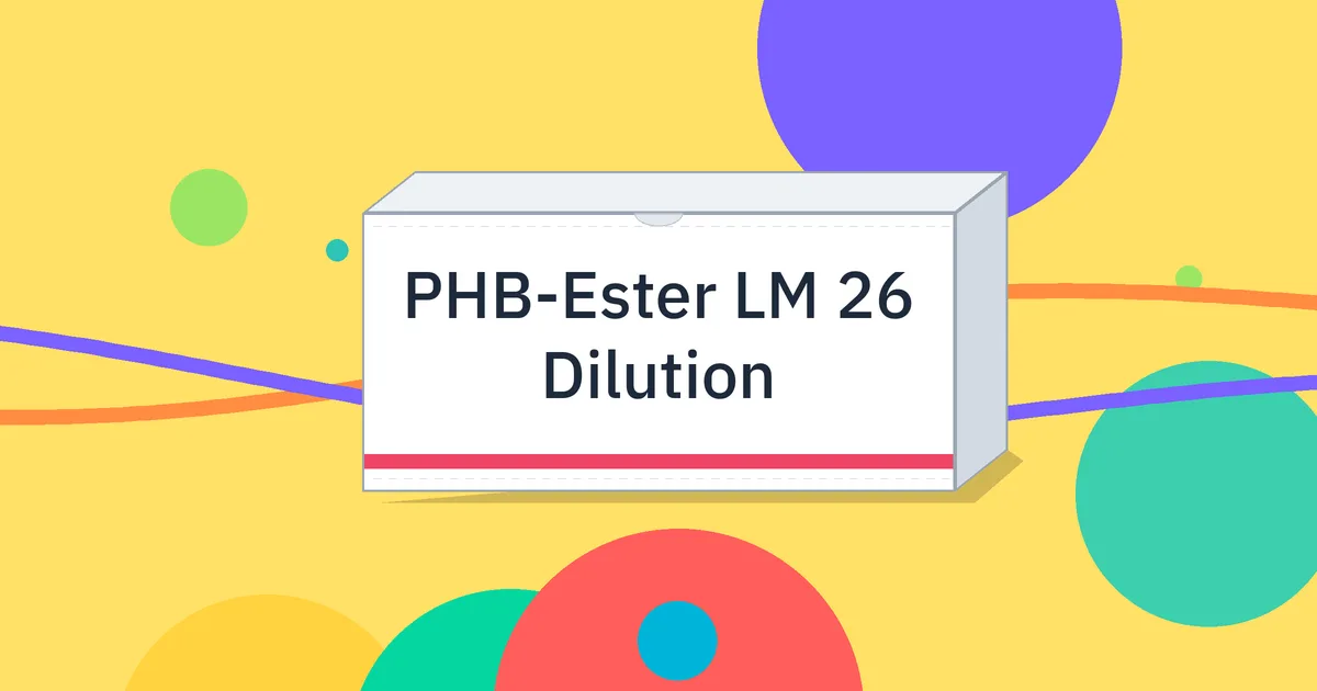 Symbolbild: Packung mit der Aufschrift PHB-Ester LM 26 Dilution (PZN 12978277) – Verfügbarkeit und Bezug in Apotheken in Frankfurt am Main