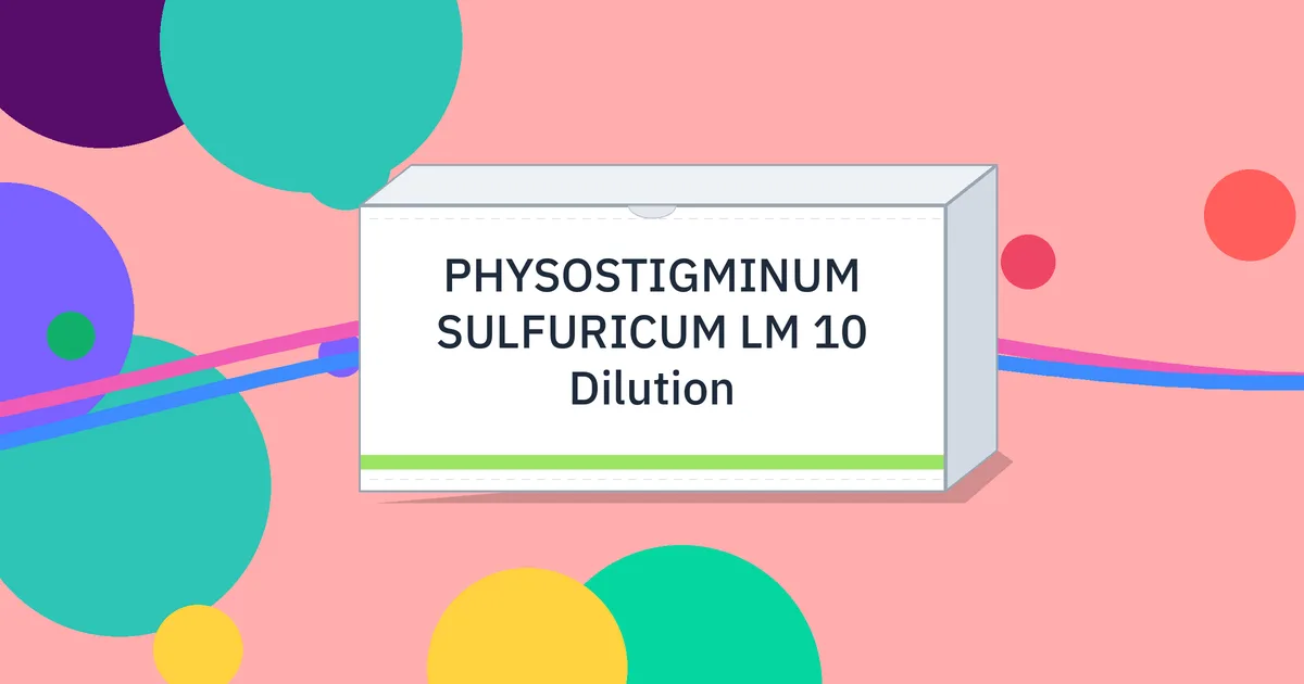 Symbolbild: Packung mit der Aufschrift PHYSOSTIGMINUM SULFURICUM LM 10 Dilution (PZN 13640178) – Verfügbarkeit und Bezug in Apotheken in Frankfurt am Main