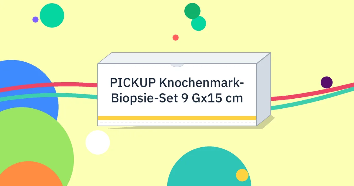 Symbolbild: Packung mit der Aufschrift PICKUP Knochenmark-Biopsie-Set 9 Gx15 cm (PZN 16362768) – Verfügbarkeit und Bezug in Apotheken in Frankfurt am Main