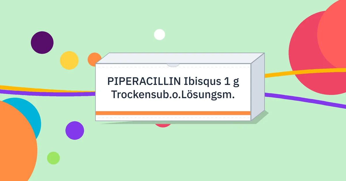 Symbolbild: Packung mit der Aufschrift PIPERACILLIN Ibisqus 1 g Trockensub.o.Lösungsm. (PZN 06721692) – Verfügbarkeit und Bezug in Apotheken in Frankfurt am Main