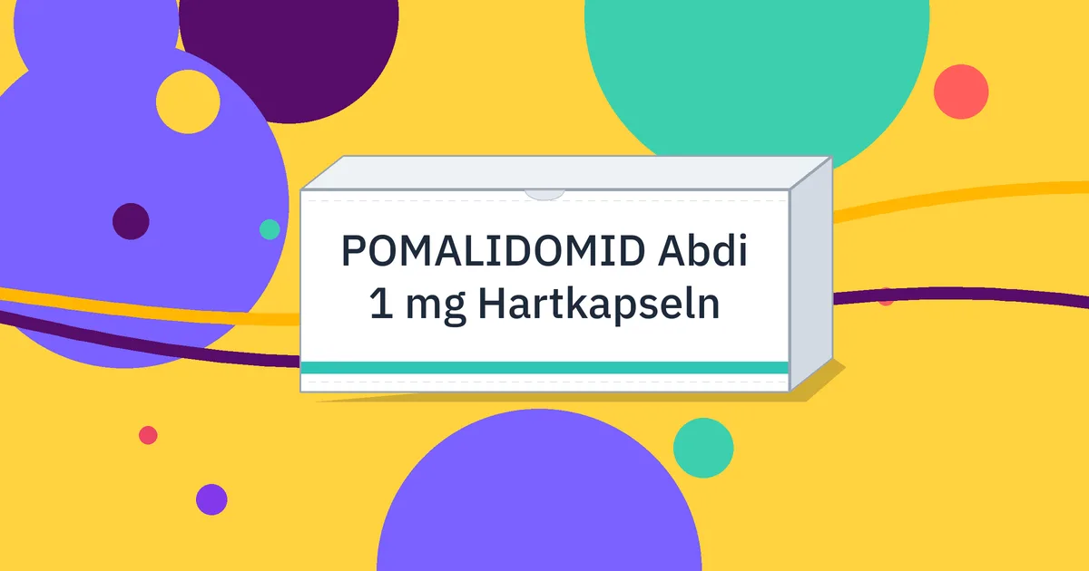Symbolbild: Packung mit der Aufschrift POMALIDOMID Abdi 1 mg Hartkapseln (PZN 20186053) – Verfügbarkeit und Bezug in Apotheken in Frankfurt am Main