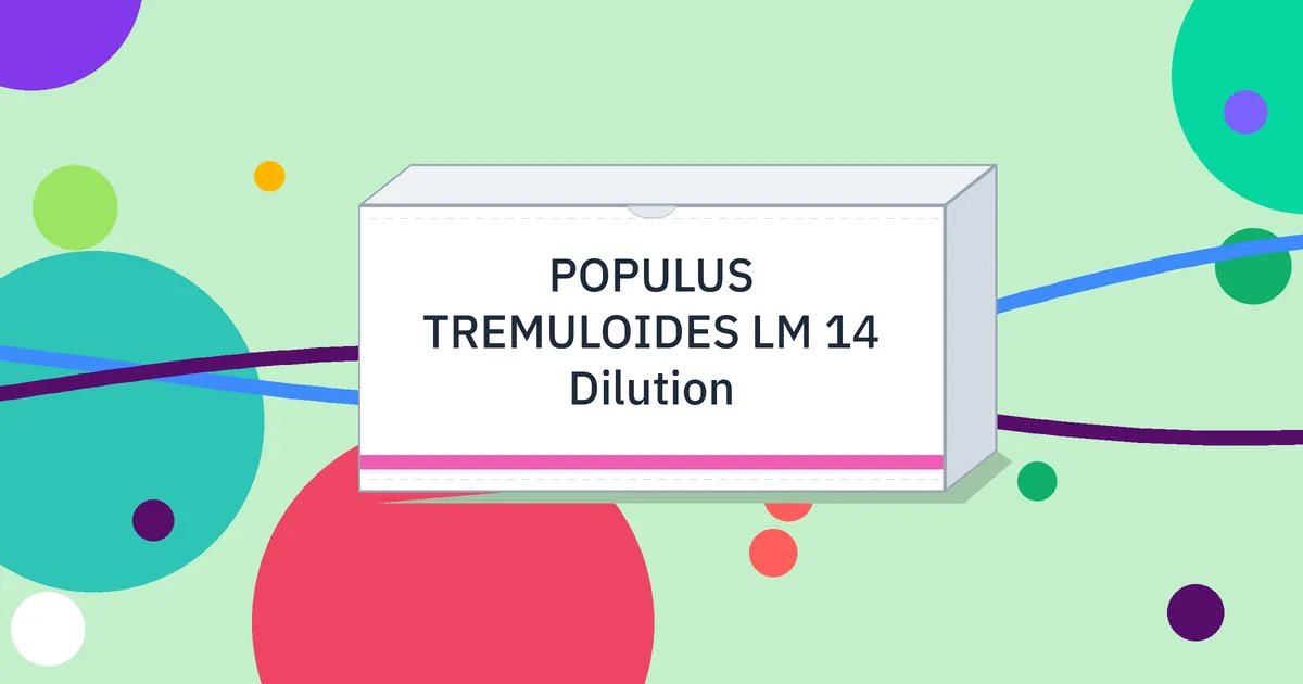 Symbolbild: Packung mit der Aufschrift POPULUS TREMULOIDES LM 14 Dilution (PZN 13664776) – Verfügbarkeit und Bezug in Apotheken in Frankfurt am Main