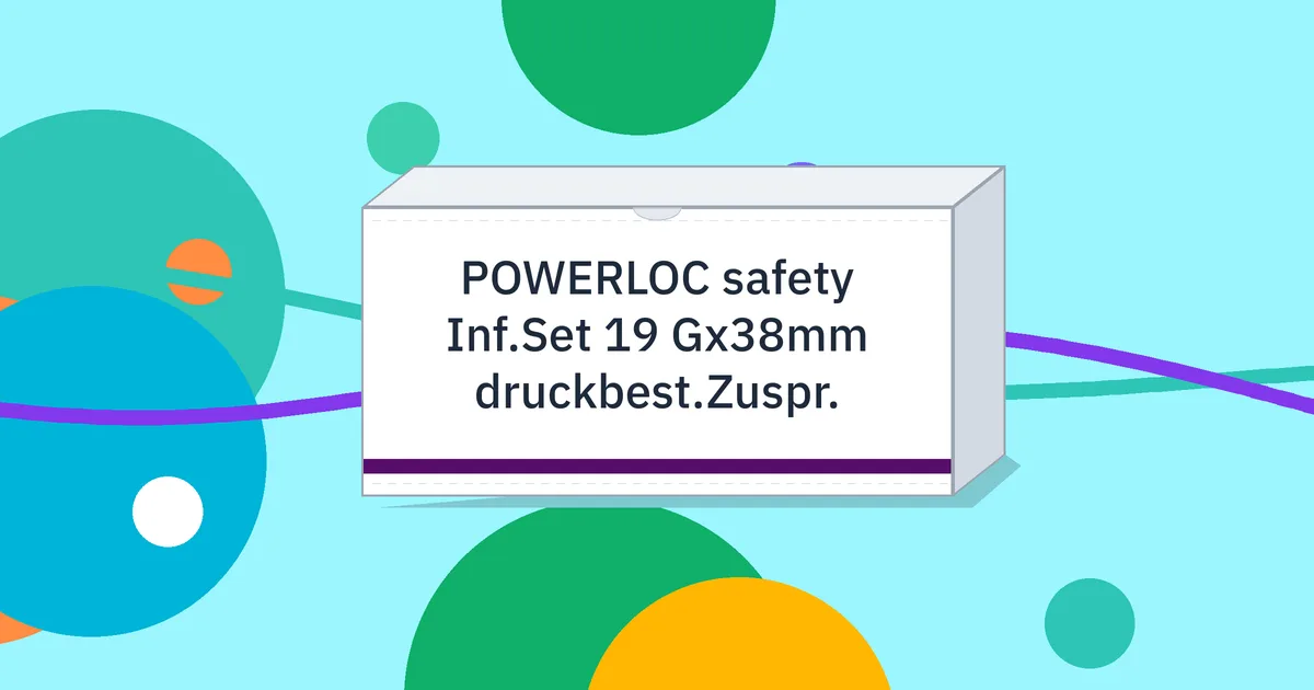 Symbolbild: Packung mit der Aufschrift POWERLOC safety Inf.Set 19 Gx38mm druckbest.Zuspr. (PZN 18816831) – Verfügbarkeit und Bezug in Apotheken in Frankfurt am Main