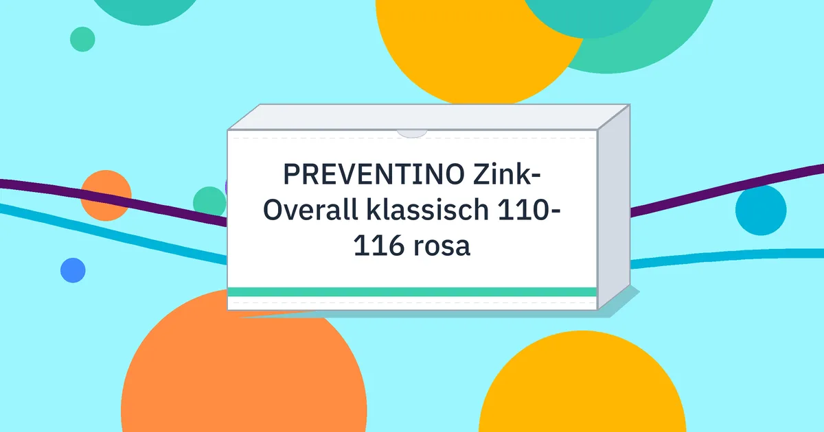 Symbolbild: Packung mit der Aufschrift PREVENTINO Zink-Overall klassisch 110-116 rosa (PZN 12446385) – Verfügbarkeit und Bezug in Apotheken in Frankfurt am Main