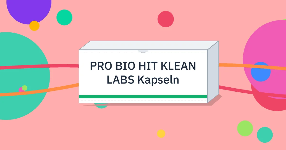 Symbolbild: Packung mit der Aufschrift PRO BIO HIT KLEAN LABS Kapseln (PZN 20369167) – Verfügbarkeit und Bezug in Apotheken in Frankfurt am Main