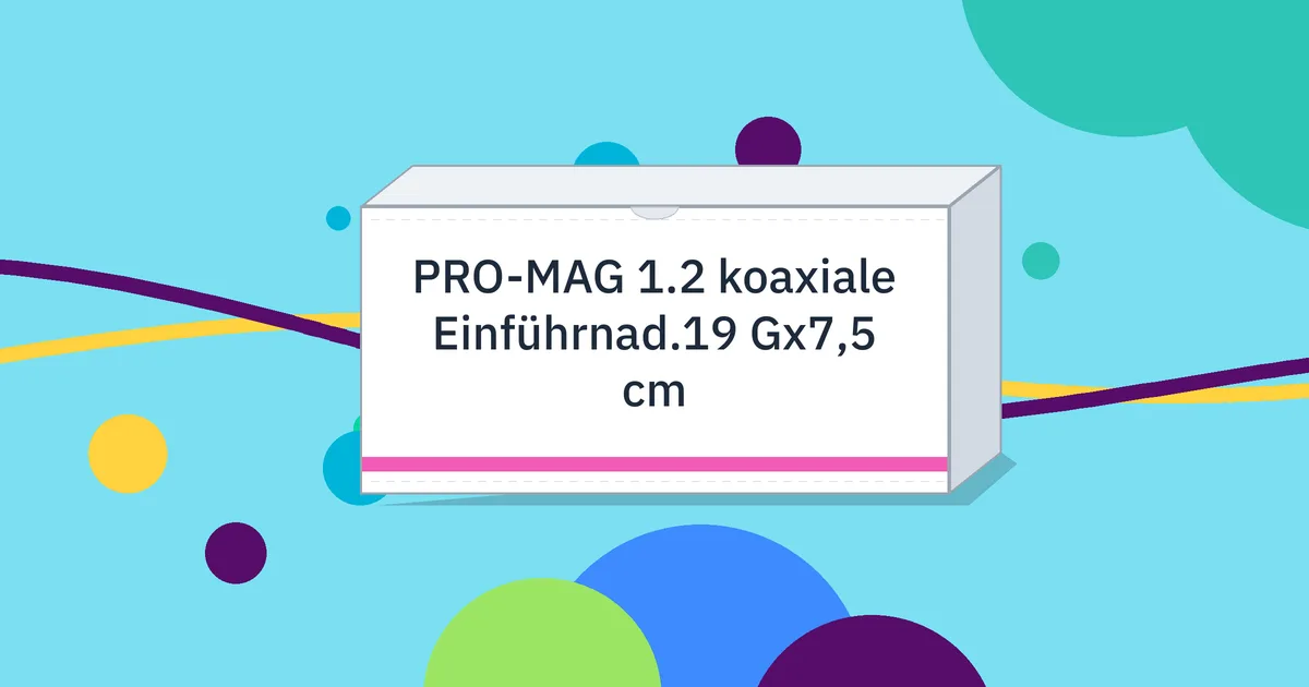Symbolbild: Packung mit der Aufschrift PRO-MAG 1.2 koaxiale Einführnad.19 Gx7,5 cm (PZN 06768110) – Verfügbarkeit und Bezug in Apotheken in Frankfurt am Main
