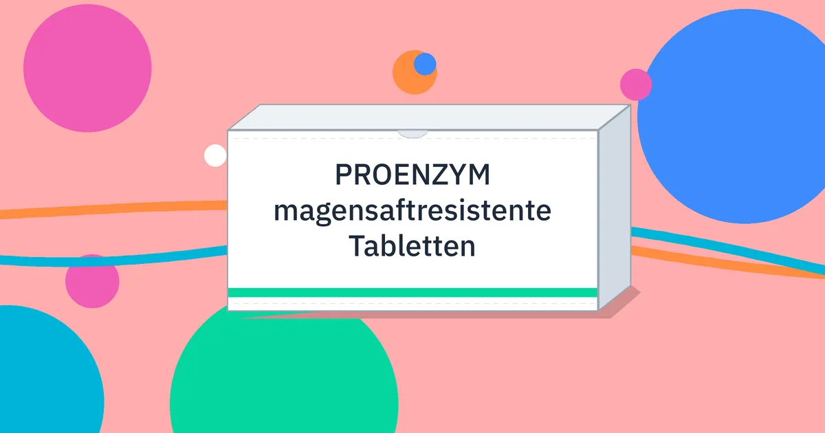 Symbolbild: Packung mit der Aufschrift PROENZYM magensaftresistente Tabletten (PZN 05880483) – Verfügbarkeit und Bezug in Apotheken in Frankfurt am Main