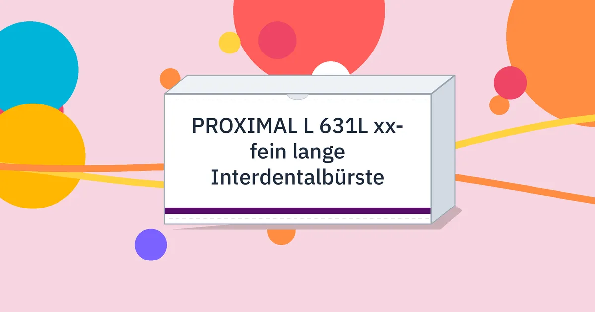 Symbolbild: Packung mit der Aufschrift PROXIMAL L 631L xx-fein lange Interdentalbürste (PZN 01355082) – Verfügbarkeit und Bezug in Apotheken in Frankfurt am Main