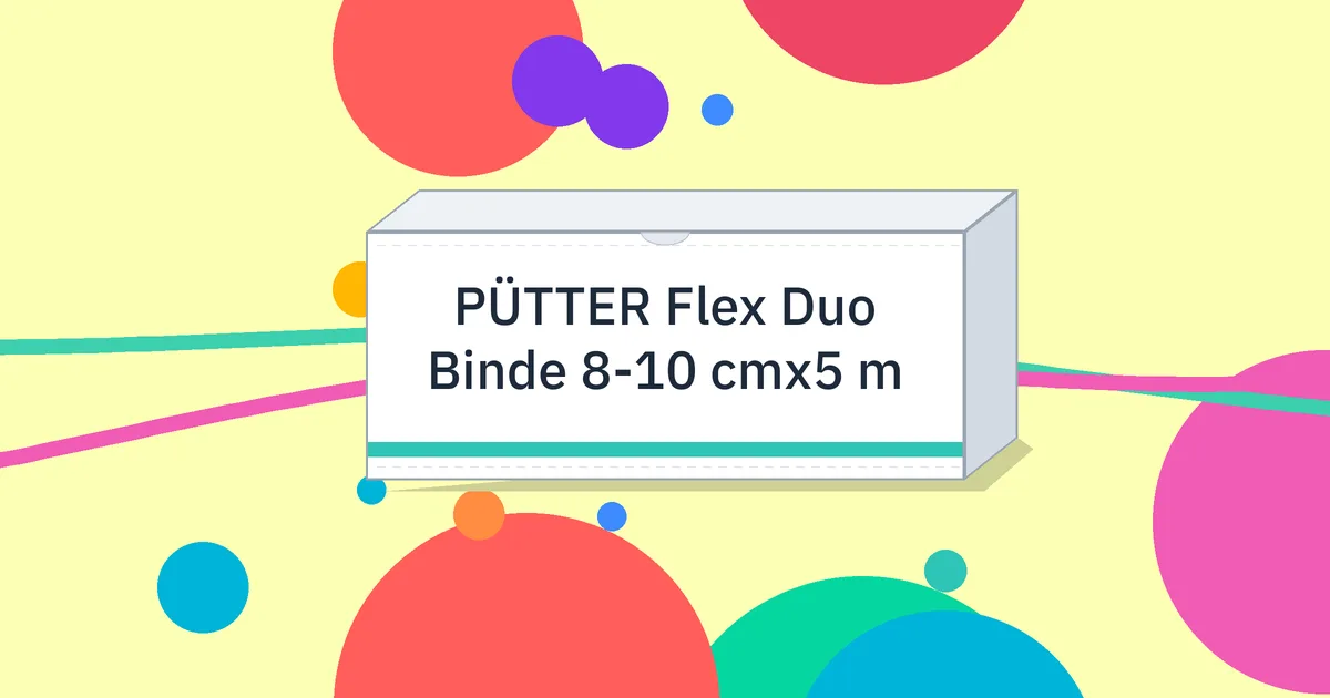 Symbolbild: Packung mit der Aufschrift PÜTTER Flex Duo Binde 8-10 cmx5 m (PZN 19346994) – Verfügbarkeit und Bezug in Apotheken in Frankfurt am Main