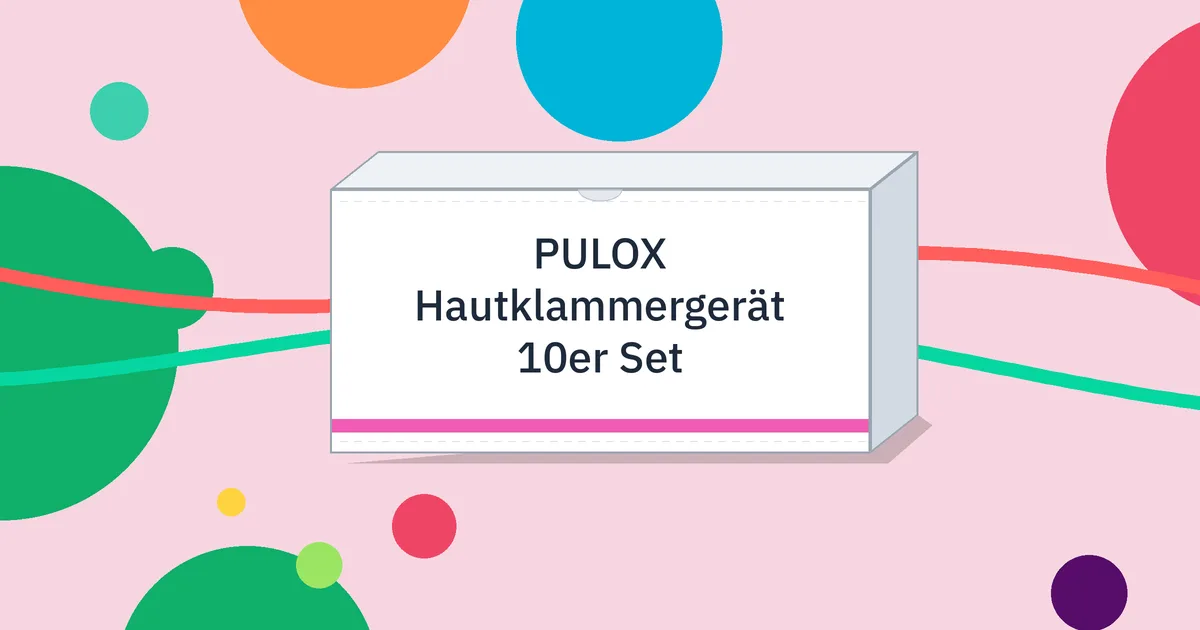 Symbolbild: Packung mit der Aufschrift PULOX Hautklammergerät 10er Set (PZN 19176523) – Verfügbarkeit und Bezug in Apotheken in Frankfurt am Main