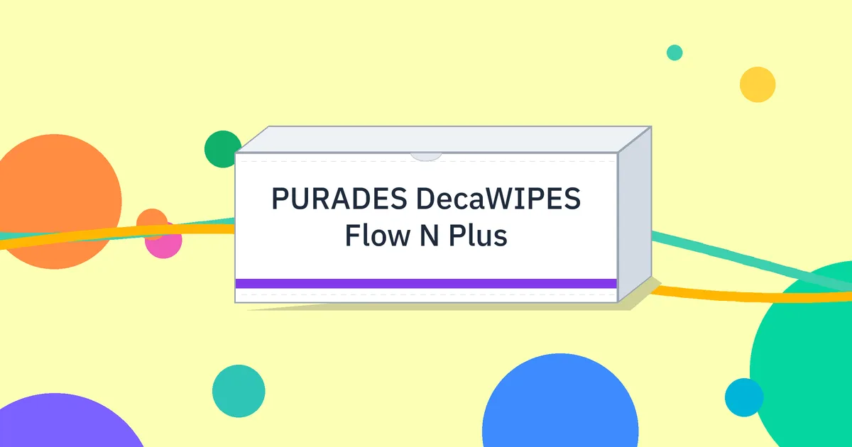 Symbolbild: Packung mit der Aufschrift PURADES DecaWIPES Flow N Plus (PZN 14285153) – Verfügbarkeit und Bezug in Apotheken in Frankfurt am Main