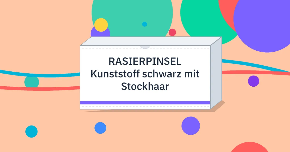 Symbolbild: Packung mit der Aufschrift RASIERPINSEL Kunststoff schwarz mit Stockhaar (PZN 17245585) – Verfügbarkeit und Bezug in Apotheken in Frankfurt am Main