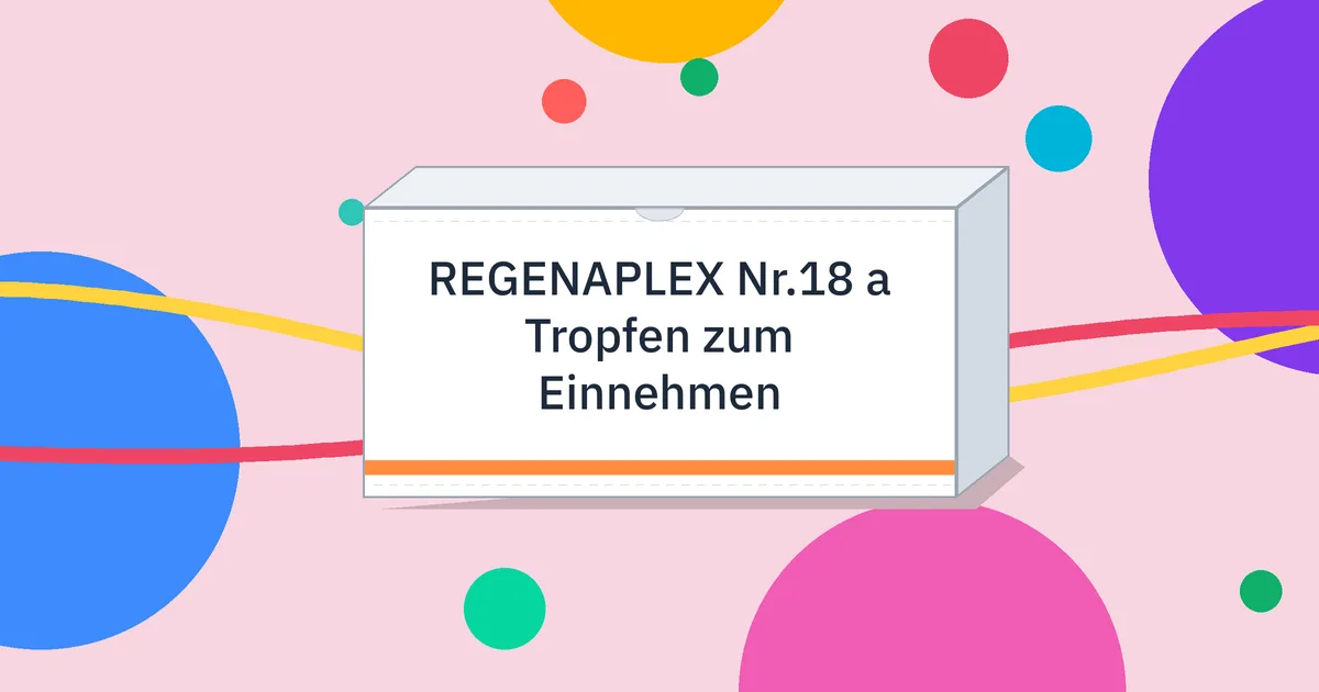 Symbolbild: Packung mit der Aufschrift REGENAPLEX Nr.18 a Tropfen zum Einnehmen (PZN 07128111) – Verfügbarkeit und Bezug in Apotheken in Frankfurt am Main