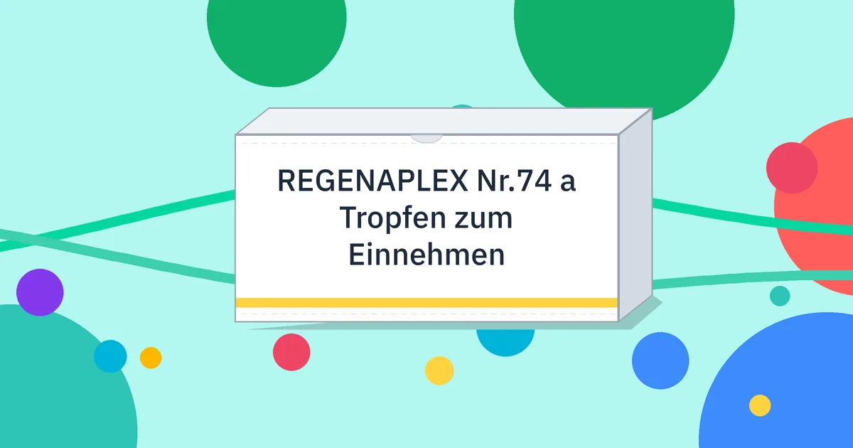 Symbolbild: Packung mit der Aufschrift REGENAPLEX Nr.74 a Tropfen zum Einnehmen (PZN 07351760) – Verfügbarkeit und Bezug in Apotheken in Frankfurt am Main