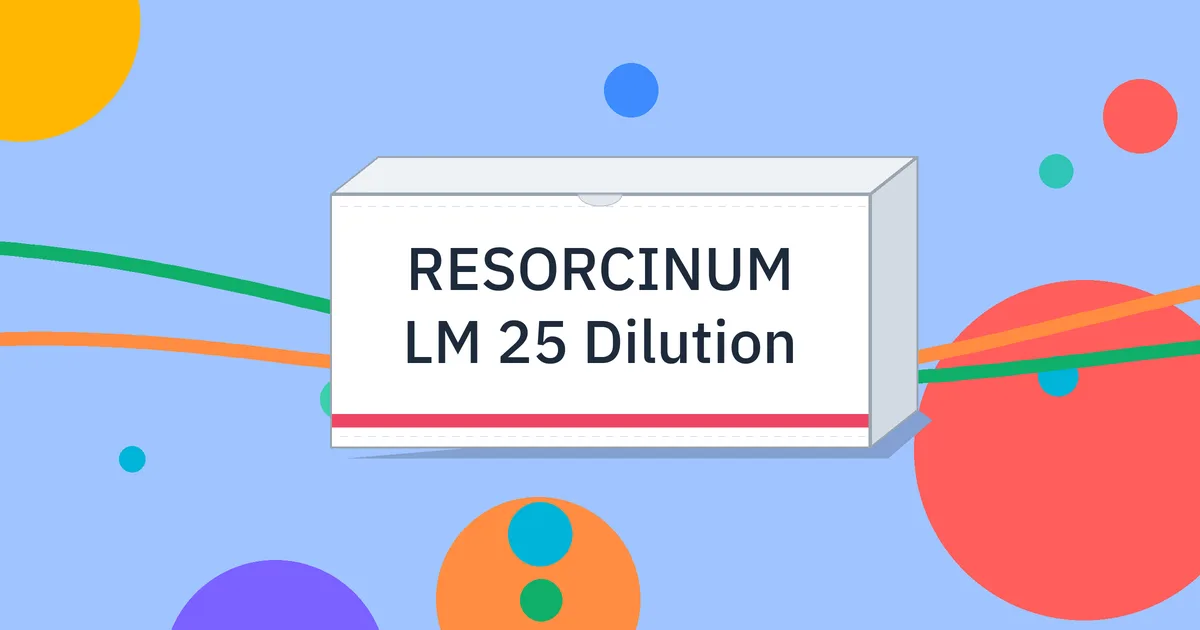 Symbolbild: Packung mit der Aufschrift RESORCINUM LM 25 Dilution (PZN 13047285) – Verfügbarkeit und Bezug in Apotheken in Frankfurt am Main