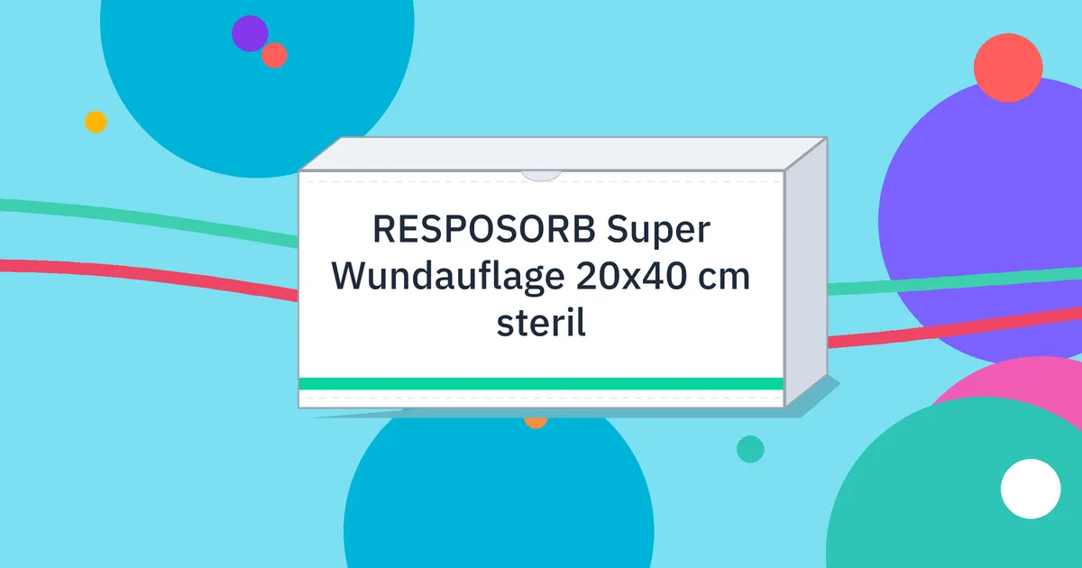 Symbolbild: Packung mit der Aufschrift RESPOSORB Super Wundauflage 20x40 cm steril (PZN 20599312) – Verfügbarkeit und Bezug in Apotheken in Frankfurt am Main