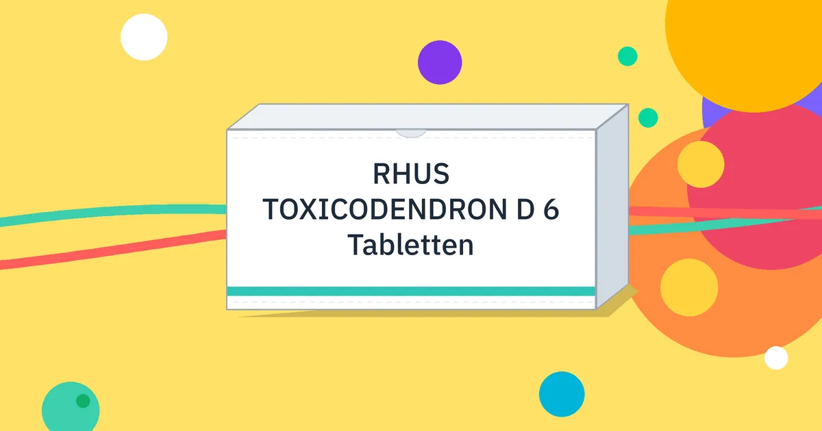 Symbolbild: Packung mit der Aufschrift RHUS TOXICODENDRON D 6 Tabletten (PZN 01783694) – Verfügbarkeit und Bezug in Apotheken in Frankfurt am Main