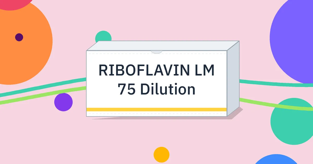 Symbolbild: Packung mit der Aufschrift RIBOFLAVIN LM 75 Dilution (PZN 13054693) – Verfügbarkeit und Bezug in Apotheken in Frankfurt am Main