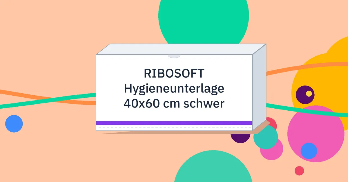Symbolbild: Packung mit der Aufschrift RIBOSOFT Hygieneunterlage 40x60 cm schwer (PZN 13587768) – Verfügbarkeit und Bezug in Apotheken in Frankfurt am Main