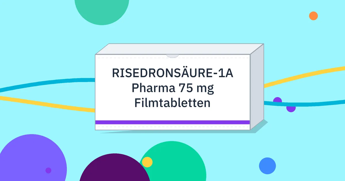 Symbolbild: Packung mit der Aufschrift RISEDRONSÄURE-1A Pharma 75 mg Filmtabletten (PZN 07023352) – Verfügbarkeit und Bezug in Apotheken in Frankfurt am Main