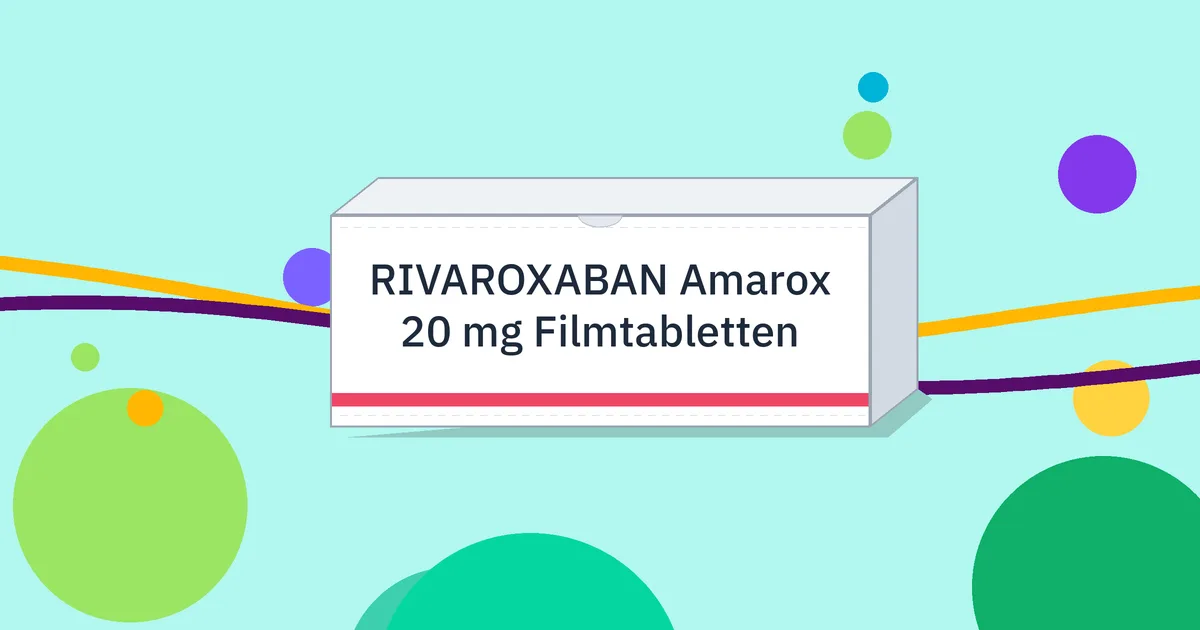 Symbolbild: Packung mit der Aufschrift RIVAROXABAN Amarox 20 mg Filmtabletten (PZN 19148774) – Verfügbarkeit und Bezug in Apotheken in Frankfurt am Main