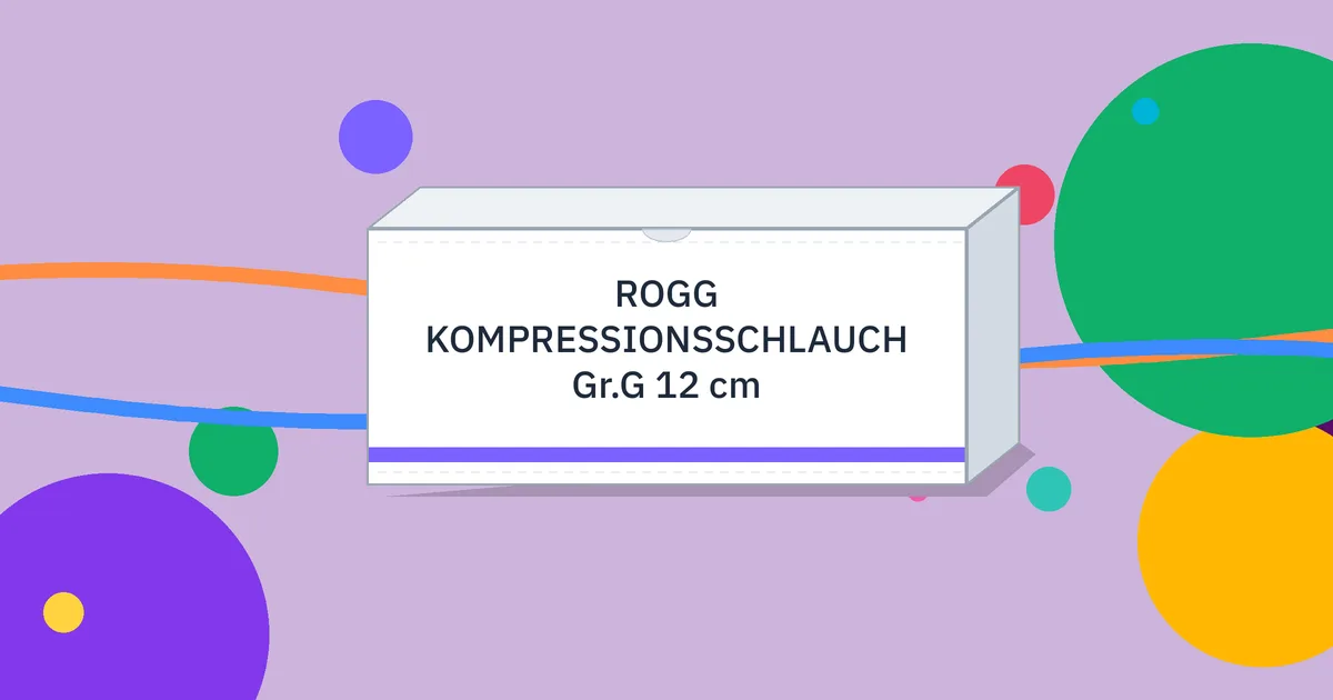 Symbolbild: Packung mit der Aufschrift ROGG KOMPRESSIONSSCHLAUCH Gr.G 12 cm (PZN 05963281) – Verfügbarkeit und Bezug in Apotheken in Frankfurt am Main