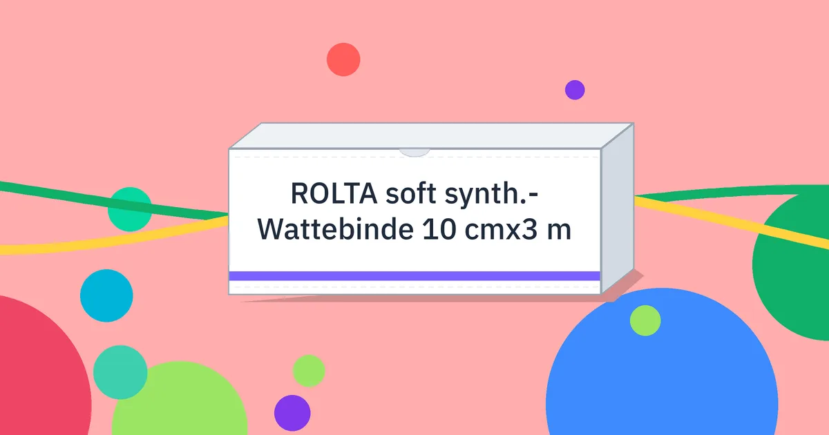 Symbolbild: Packung mit der Aufschrift ROLTA soft synth.-Wattebinde 10 cmx3 m (PZN 19162946) – Verfügbarkeit und Bezug in Apotheken in Frankfurt am Main