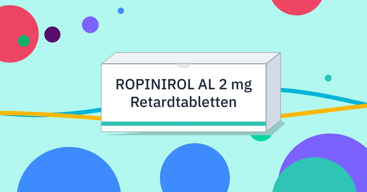 Symbolbild: Packung mit der Aufschrift ROPINIROL AL 2 mg Retardtabletten (PZN 09736932) – Verfügbarkeit und Bezug in Apotheken in Frankfurt am Main