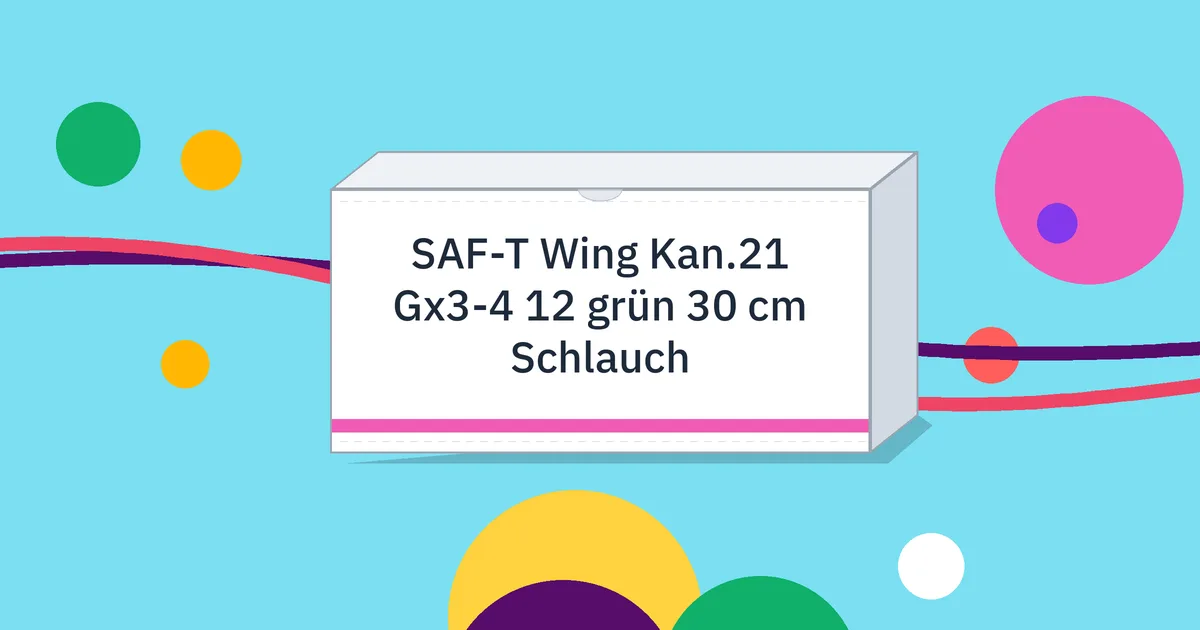 Symbolbild: Packung mit der Aufschrift SAF-T Wing Kan.21 Gx3-4 12 grün 30 cm Schlauch (PZN 00877588) – Verfügbarkeit und Bezug in Apotheken in Frankfurt am Main