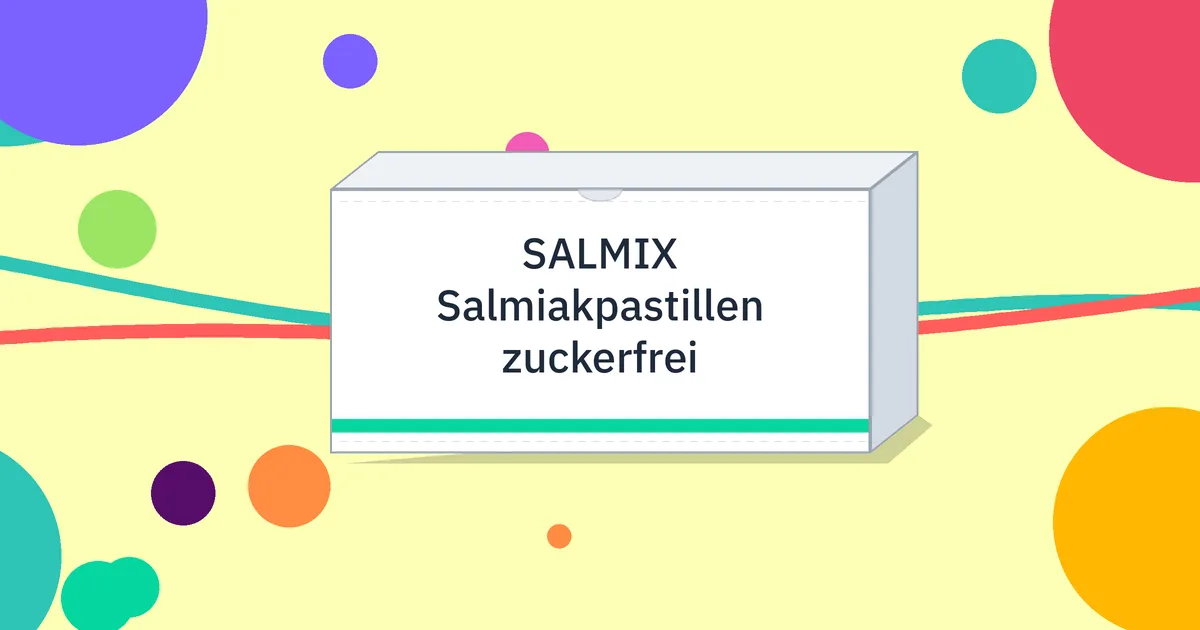 Symbolbild: Packung mit der Aufschrift SALMIX Salmiakpastillen zuckerfrei (PZN 00614825) – Verfügbarkeit und Bezug in Apotheken in Frankfurt am Main