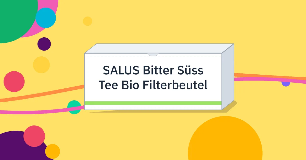 Symbolbild: Packung mit der Aufschrift SALUS Bitter Süss Tee Bio Filterbeutel (PZN 19861957) – Verfügbarkeit und Bezug in Apotheken in Frankfurt am Main