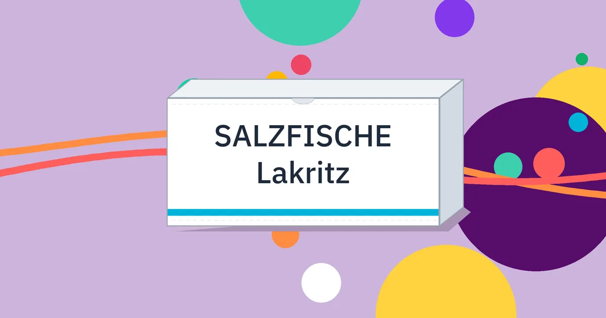 Symbolbild: Packung mit der Aufschrift SALZFISCHE Lakritz (PZN 02455182) – Verfügbarkeit und Bezug in Apotheken in Frankfurt am Main