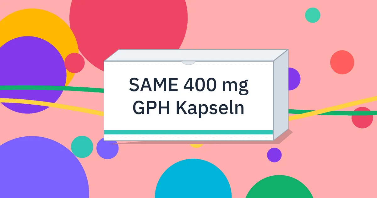 Symbolbild: Packung mit der Aufschrift SAME 400 mg GPH Kapseln (PZN 06998643) – Verfügbarkeit und Bezug in Apotheken in Frankfurt am Main