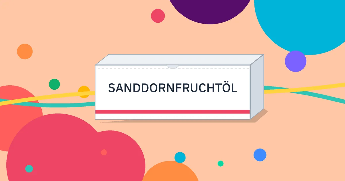 Symbolbild: Packung mit der Aufschrift SANDDORNFRUCHTÖL (PZN 20417498) – Verfügbarkeit und Bezug in Apotheken in Frankfurt am Main