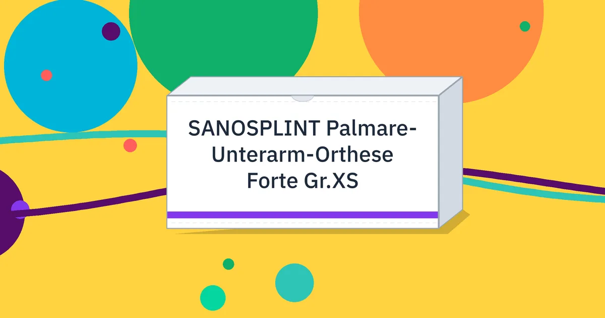 Symbolbild: Packung mit der Aufschrift SANOSPLINT Palmare-Unterarm-Orthese Forte Gr.XS (PZN 11281321) – Verfügbarkeit und Bezug in Apotheken in Frankfurt am Main