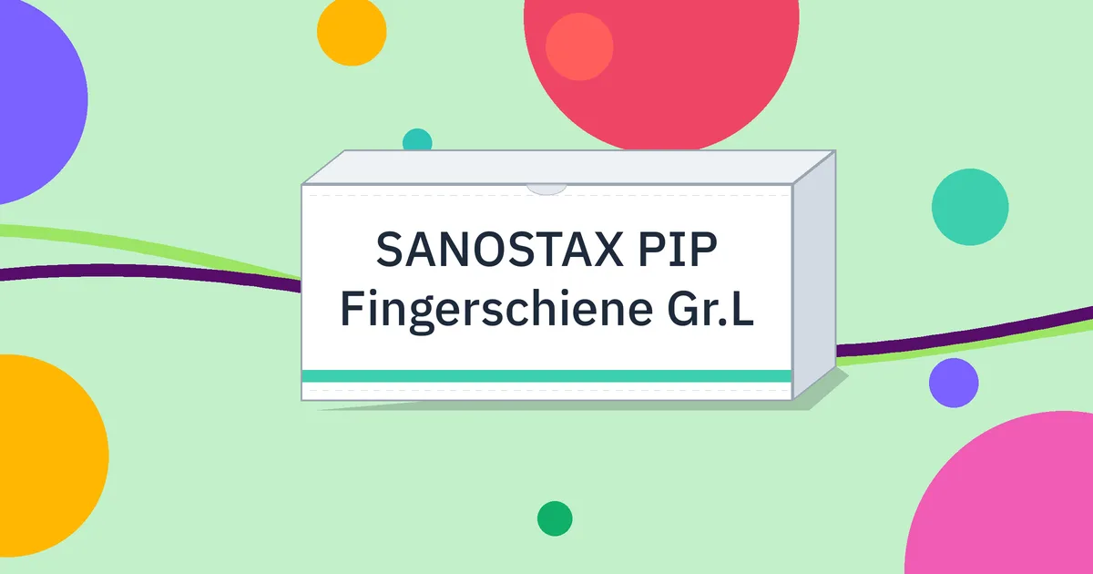 Symbolbild: Packung mit der Aufschrift SANOSTAX PIP Fingerschiene Gr.L (PZN 07144682) – Verfügbarkeit und Bezug in Apotheken in Frankfurt am Main