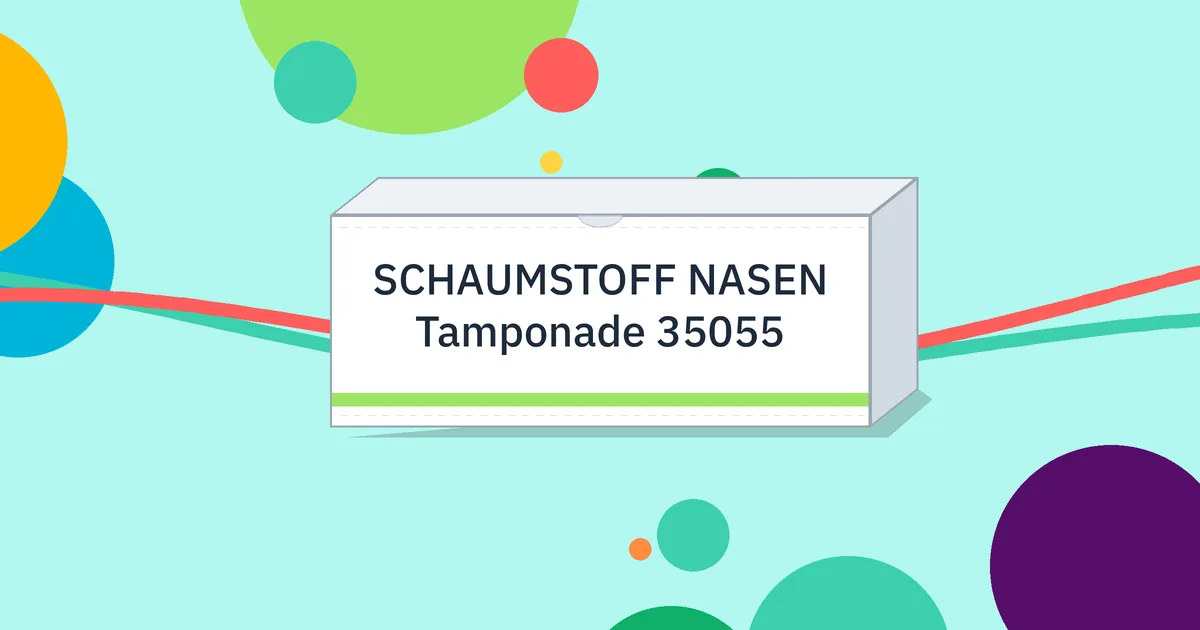 Symbolbild: Packung mit der Aufschrift SCHAUMSTOFF NASEN Tamponade 35055 (PZN 00185867) – Verfügbarkeit und Bezug in Apotheken in Frankfurt am Main