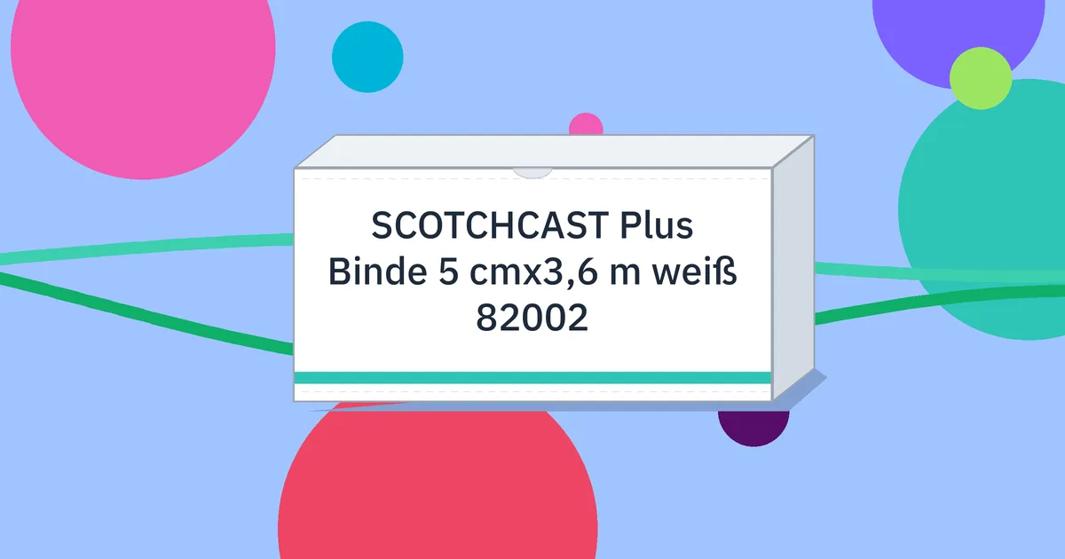 Symbolbild: Packung mit der Aufschrift SCOTCHCAST Plus Binde 5 cmx3,6 m weiß 82002 (PZN 07453012) – Verfügbarkeit und Bezug in Apotheken in Frankfurt am Main