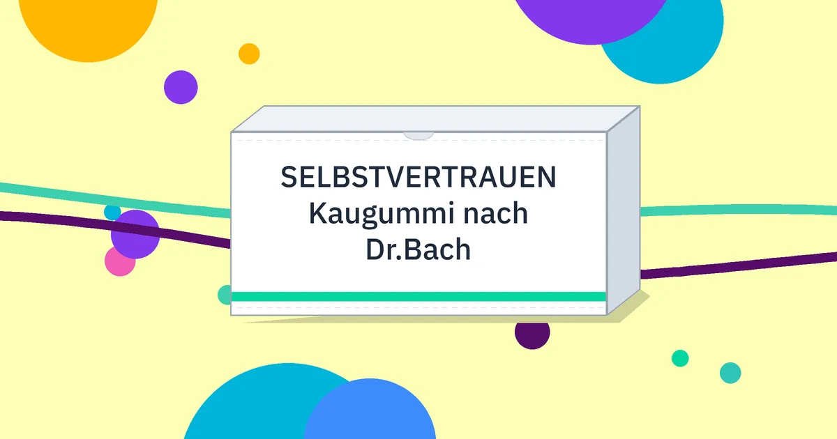 Symbolbild: Packung mit der Aufschrift SELBSTVERTRAUEN Kaugummi nach Dr.Bach (PZN 03630428) – Verfügbarkeit und Bezug in Apotheken in Frankfurt am Main