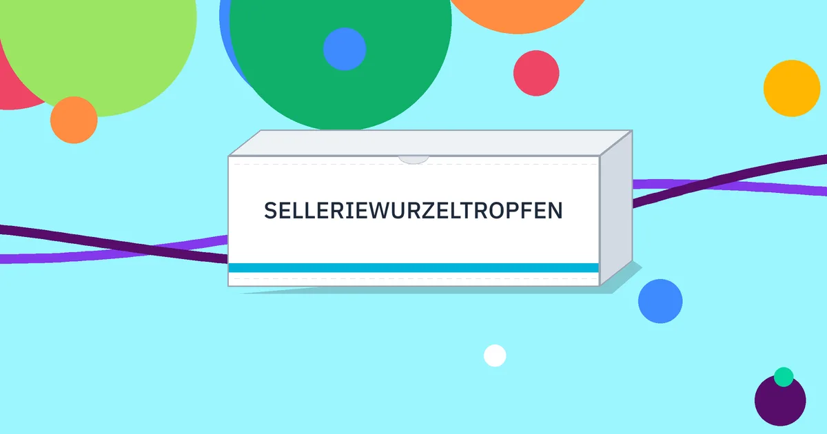 Symbolbild: Packung mit der Aufschrift SELLERIEWURZELTROPFEN (PZN 11867417) – Verfügbarkeit und Bezug in Apotheken in Frankfurt am Main
