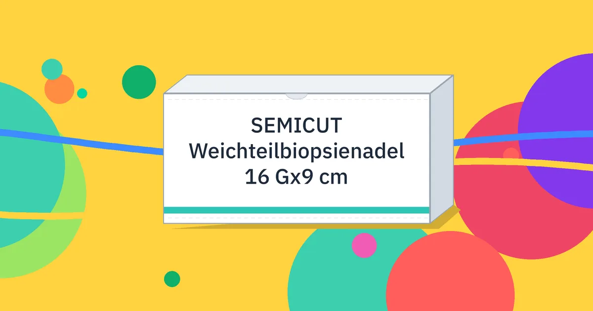 Symbolbild: Packung mit der Aufschrift SEMICUT Weichteilbiopsienadel 16 Gx9 cm (PZN 19735827) – Verfügbarkeit und Bezug in Apotheken in Frankfurt am Main
