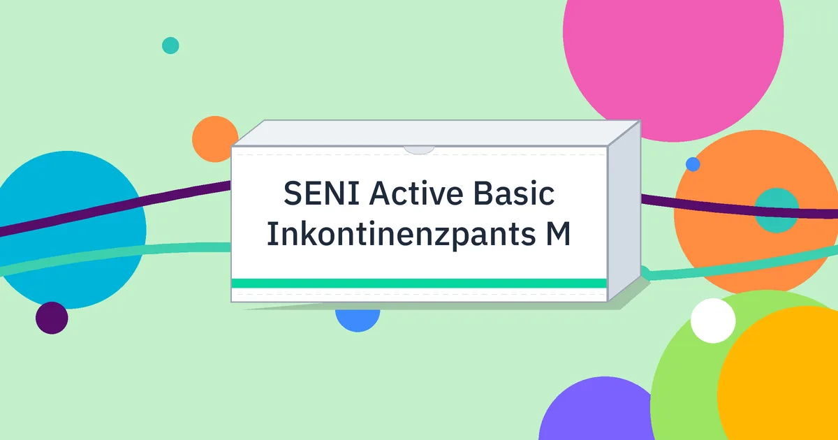 Symbolbild: Packung mit der Aufschrift SENI Active Basic Inkontinenzpants M (PZN 17400040) – Verfügbarkeit und Bezug in Apotheken in Frankfurt am Main
