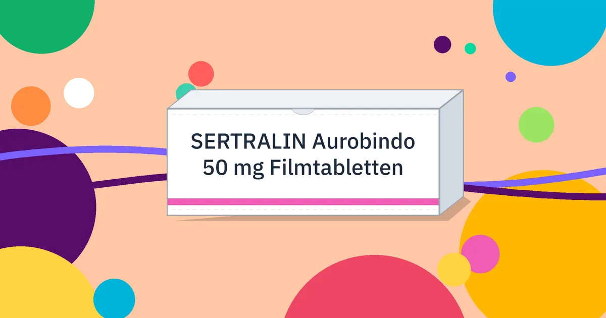 Symbolbild: Packung mit der Aufschrift SERTRALIN Aurobindo 50 mg Filmtabletten (PZN 05454036) – Verfügbarkeit und Bezug in Apotheken in Frankfurt am Main