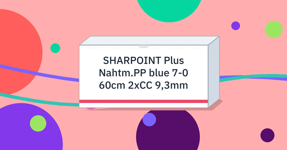 Symbolbild: Packung mit der Aufschrift SHARPOINT Plus Nahtm.PP blue 7-0 60cm 2xCC 9,3mm (PZN 17985922) – Verfügbarkeit und Bezug in Apotheken in Frankfurt am Main