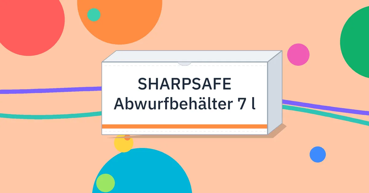 Symbolbild: Packung mit der Aufschrift SHARPSAFE Abwurfbehälter 7 l (PZN 16149738) – Verfügbarkeit und Bezug in Apotheken in Frankfurt am Main