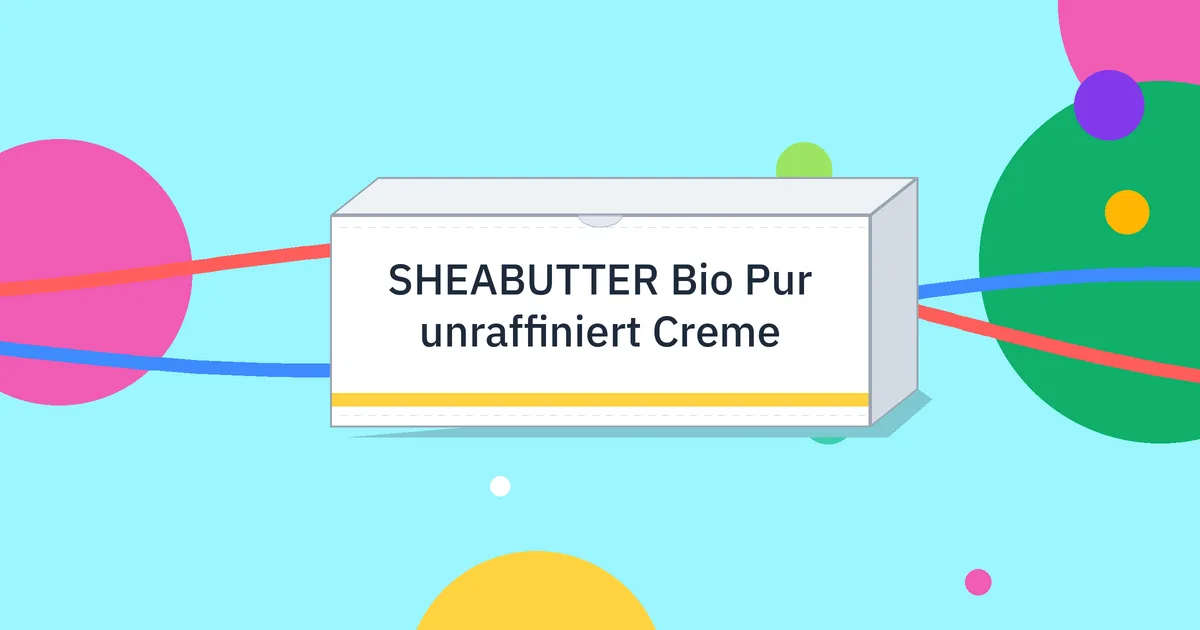 Symbolbild: Packung mit der Aufschrift SHEABUTTER Bio Pur unraffiniert Creme (PZN 03095811) – Verfügbarkeit und Bezug in Apotheken in Frankfurt am Main