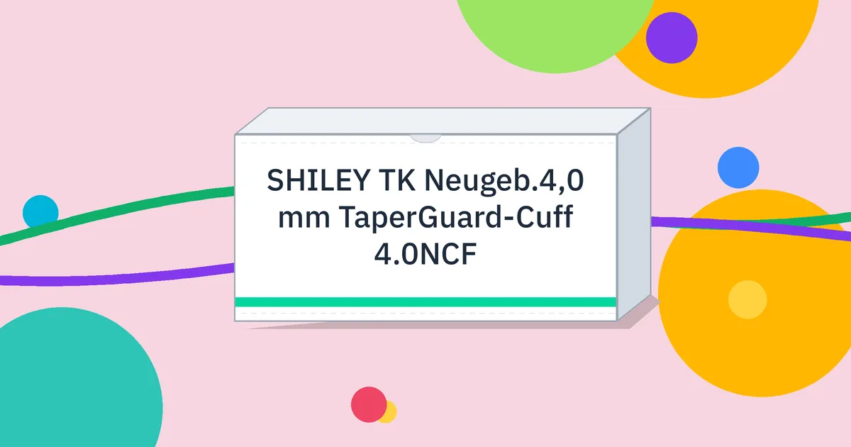 Symbolbild: Packung mit der Aufschrift SHILEY TK Neugeb.4,0 mm TaperGuard-Cuff 4.0NCF (PZN 11595999) – Verfügbarkeit und Bezug in Apotheken in Frankfurt am Main
