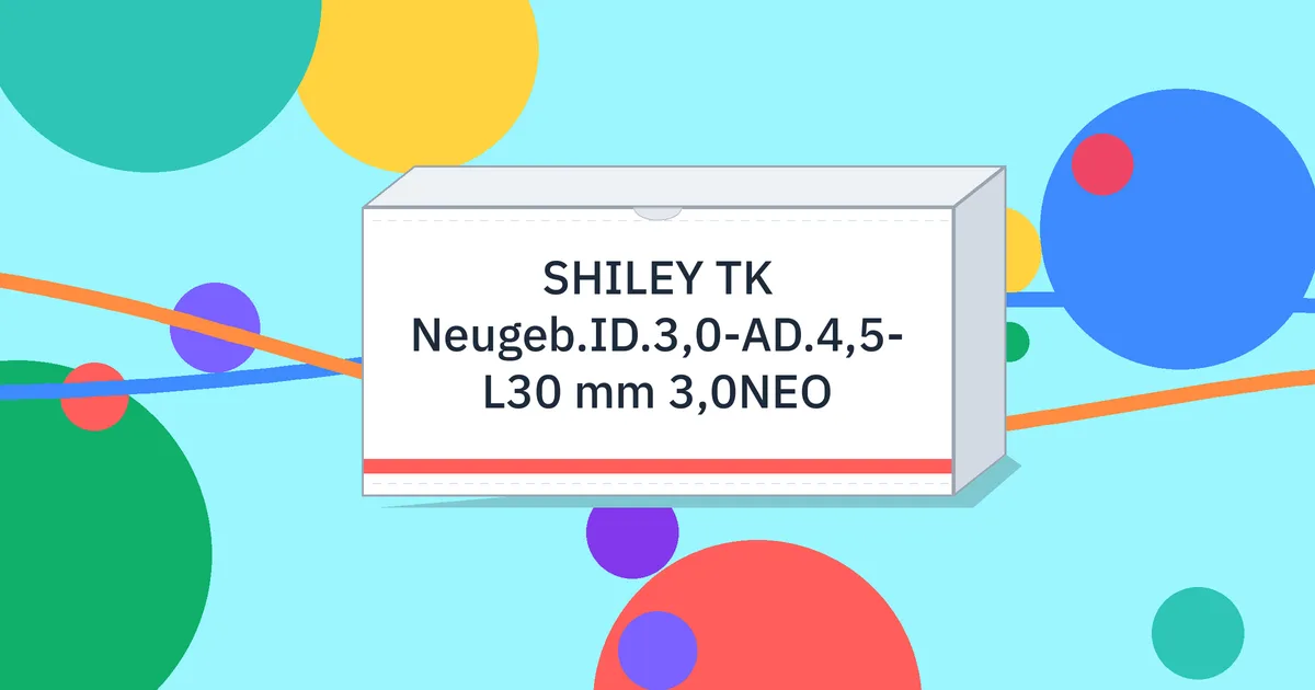 Symbolbild: Packung mit der Aufschrift SHILEY TK Neugeb.ID.3,0-AD.4,5-L30 mm 3,0NEO (PZN 03380055) – Verfügbarkeit und Bezug in Apotheken in Frankfurt am Main